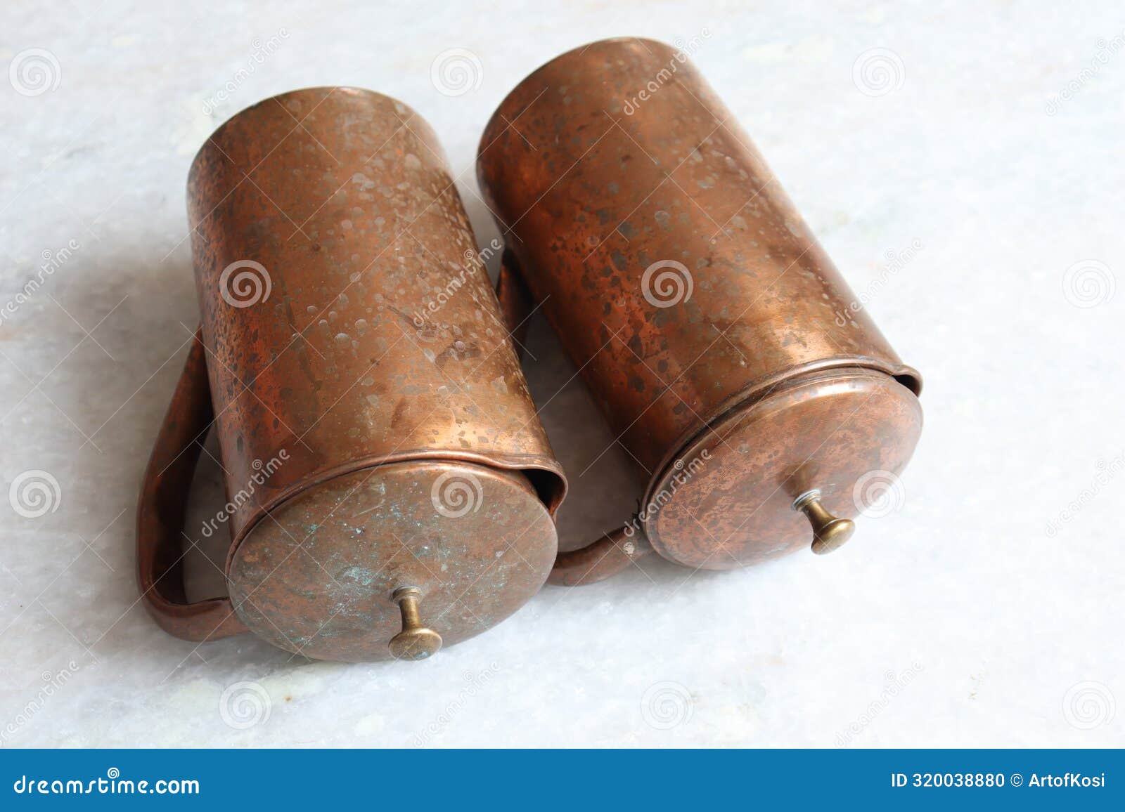 Copper Metal Jug for Drinking Water Isolated on White Background Stock ...