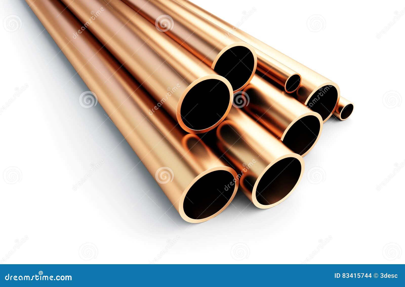 Copper Metal Pipe on White Background Stock Illustration - Illustration ...