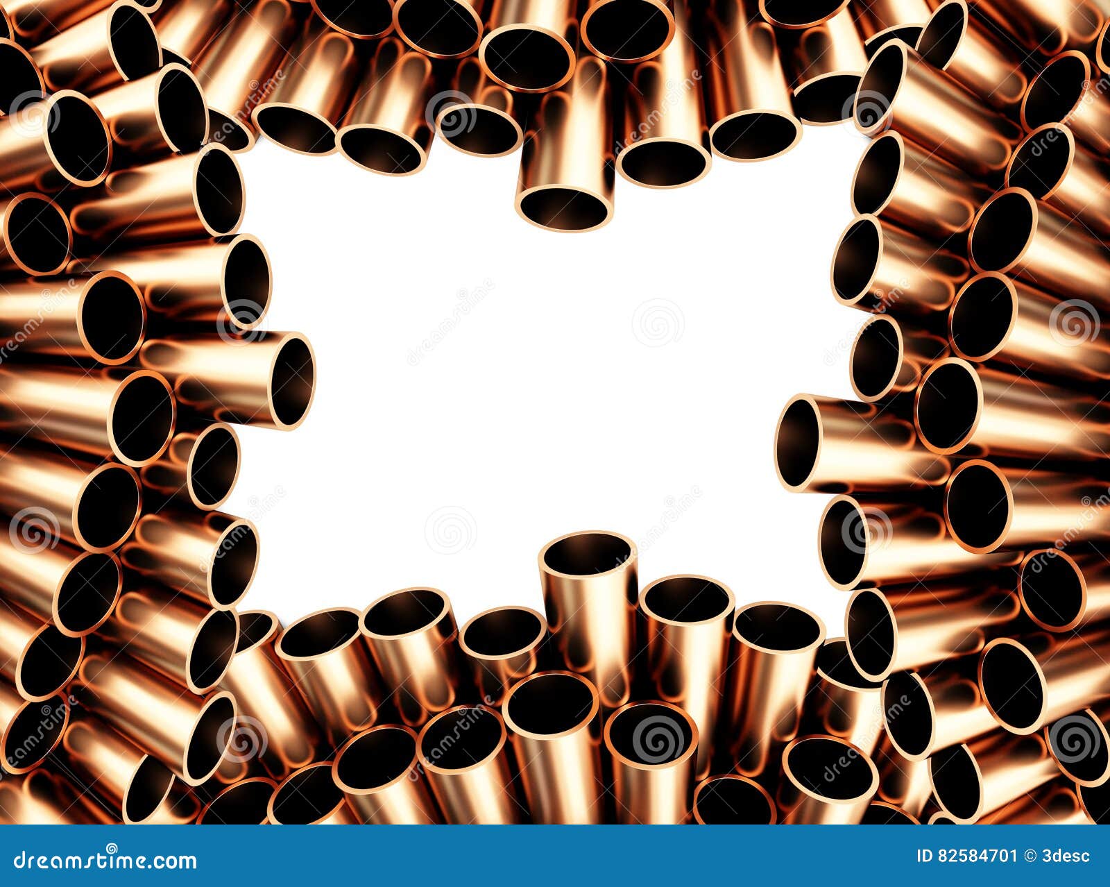 Copper Metal Pipes on White Background. Stock Illustration ...