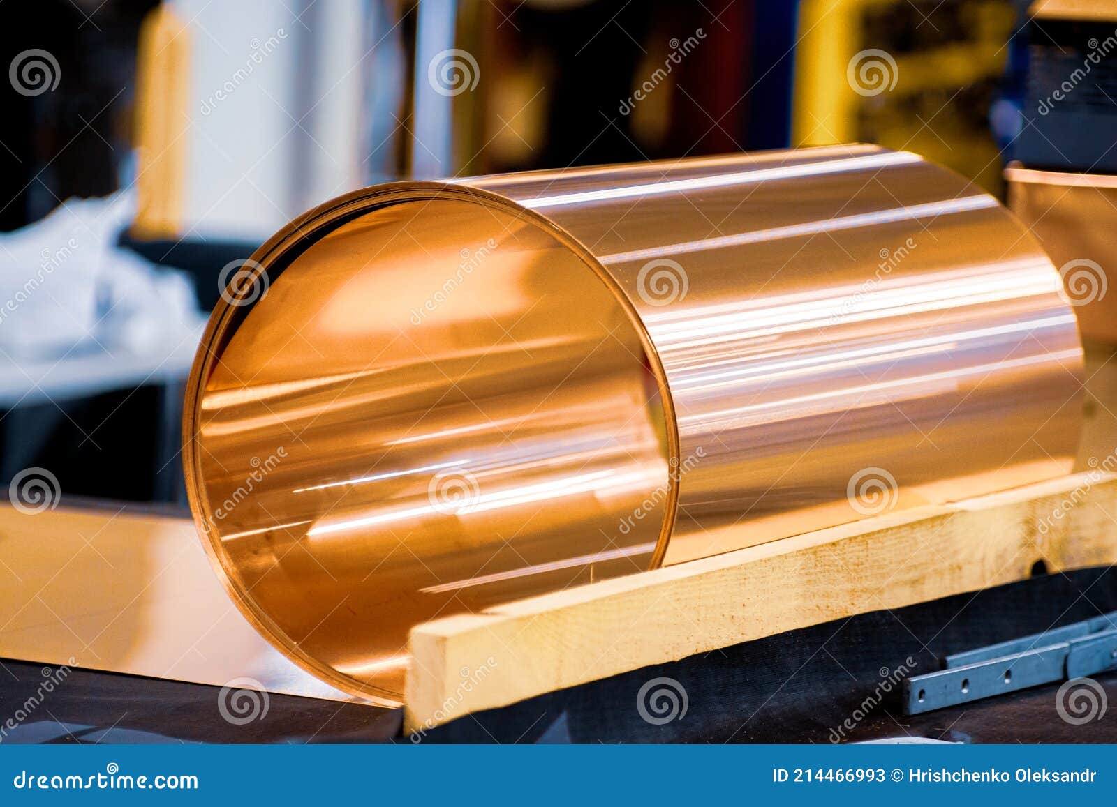 Copper Metal Sheet Roll on Table Stock Image - Image of closeup ...