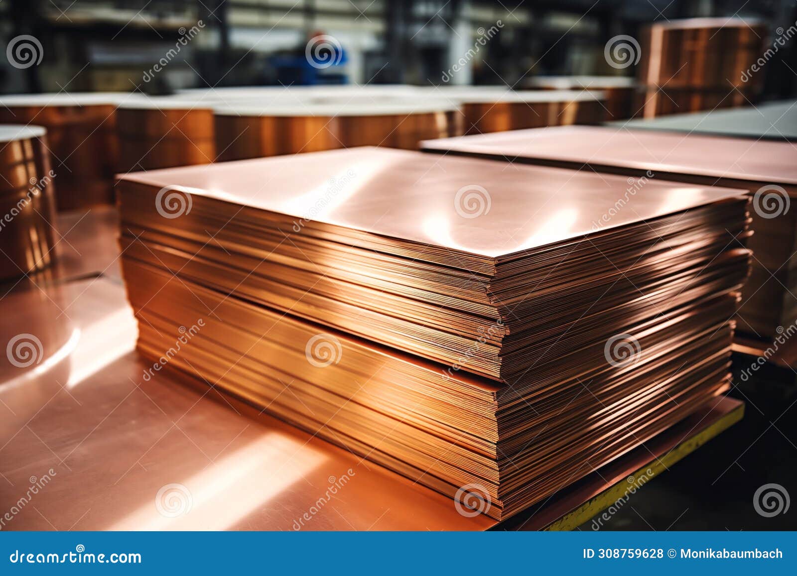 Copper Metal Sheets Stored in Warehouse Stock Illustration ...