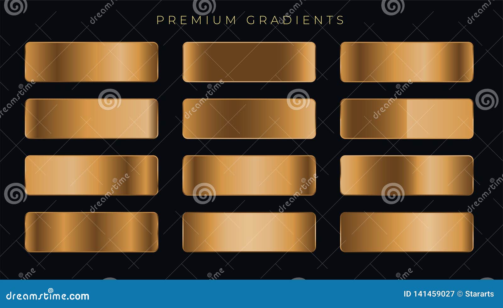 Copper Metallic Premium Gradients Set Stock Vector - Illustration of ...