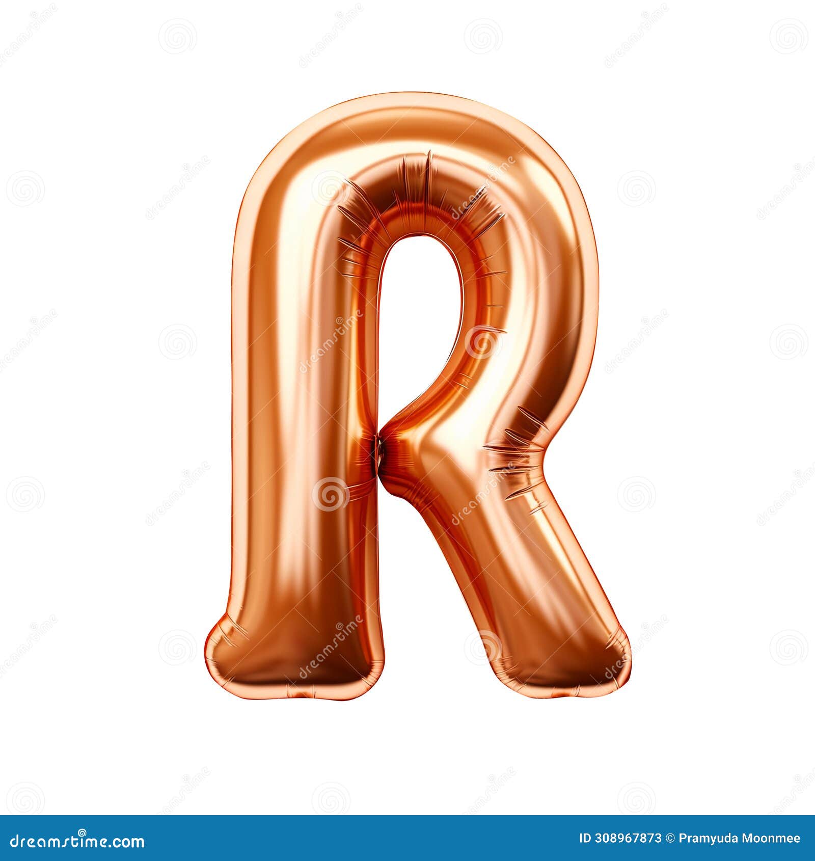 Copper Metallic R Alphabet Balloon Realistic 3D on White Background ...