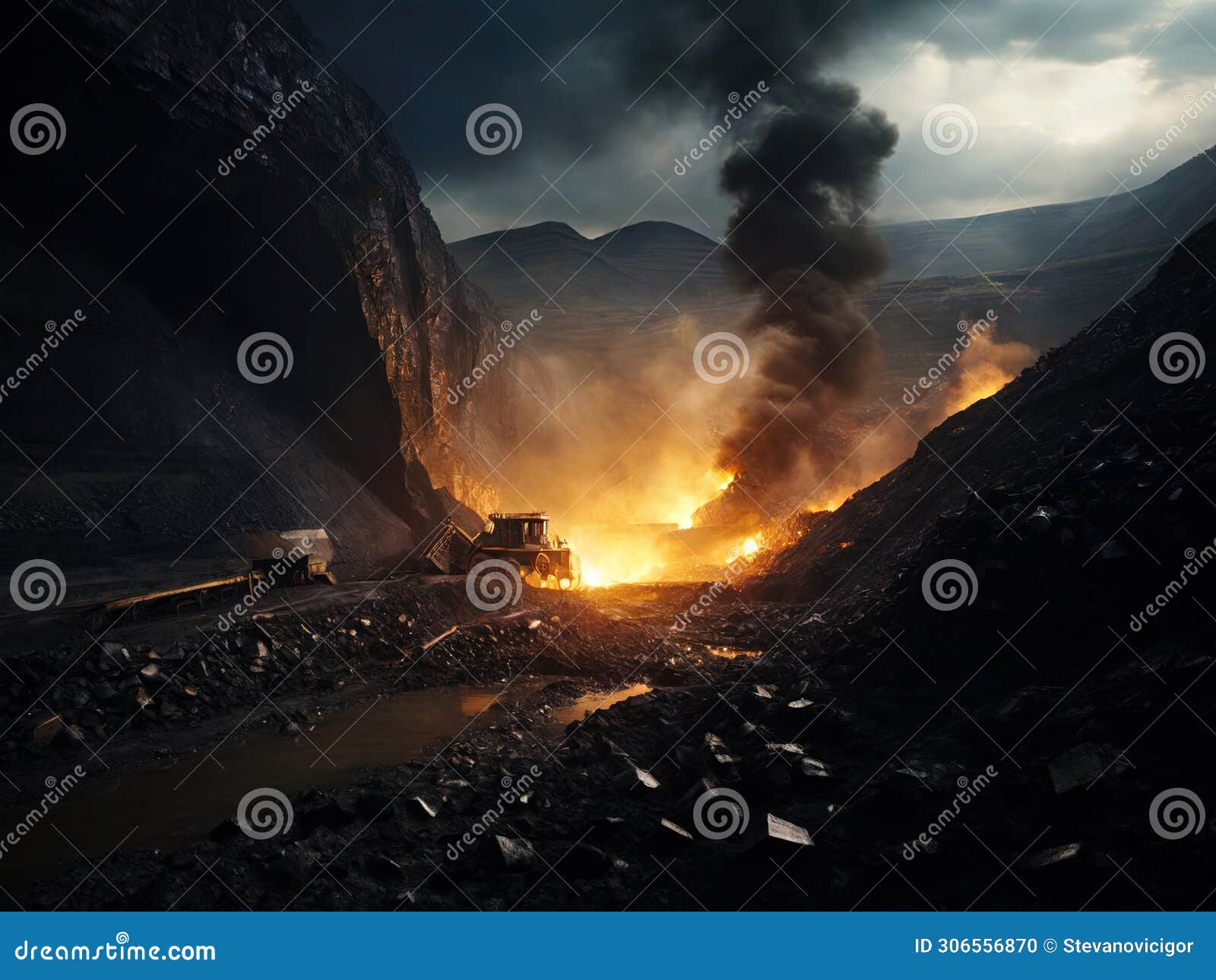 Copper Mining Devastated Landscape, Environmental Damage and Pollution ...