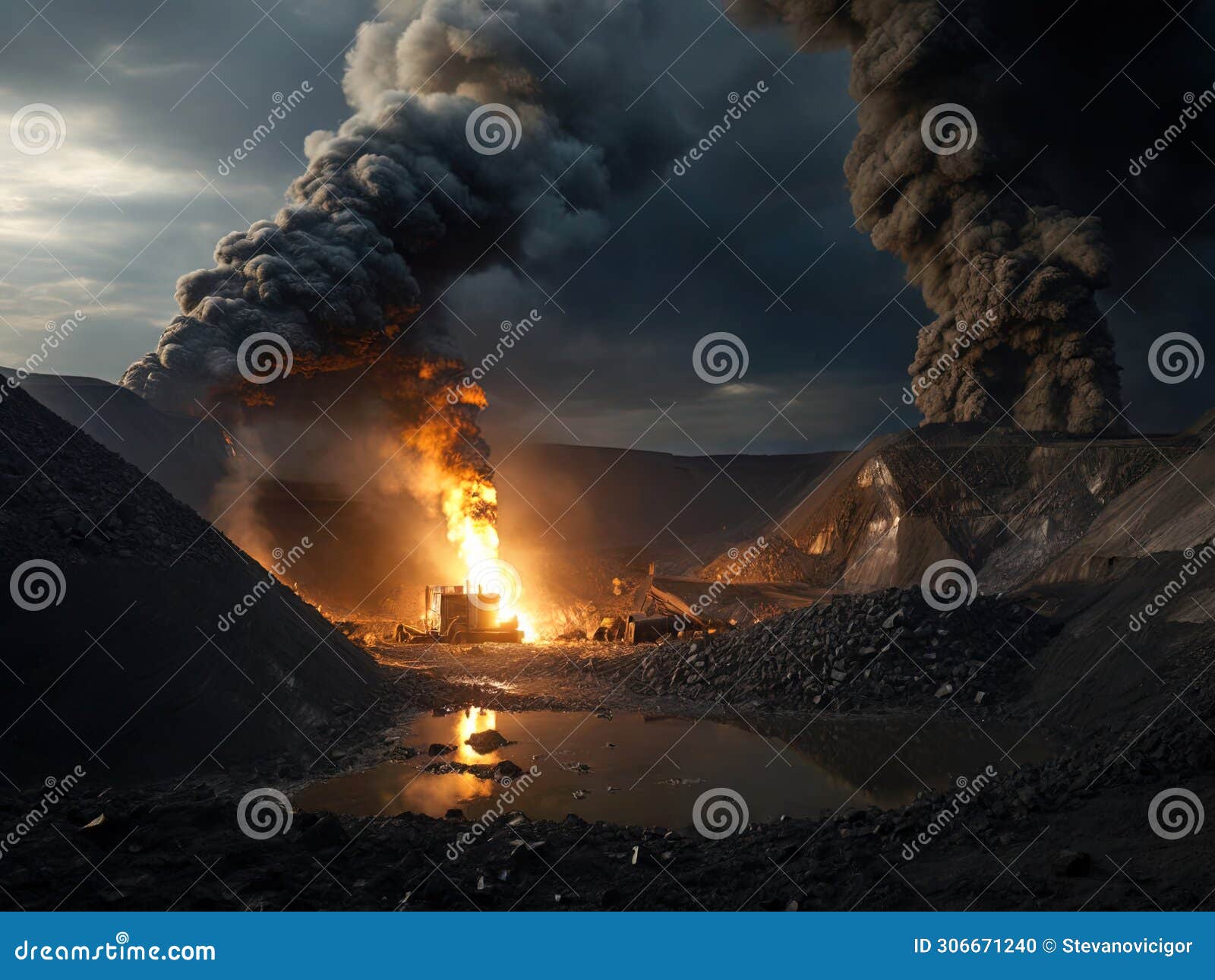 Copper Mining Devastated Landscape, Environmental Damage and Pollution ...