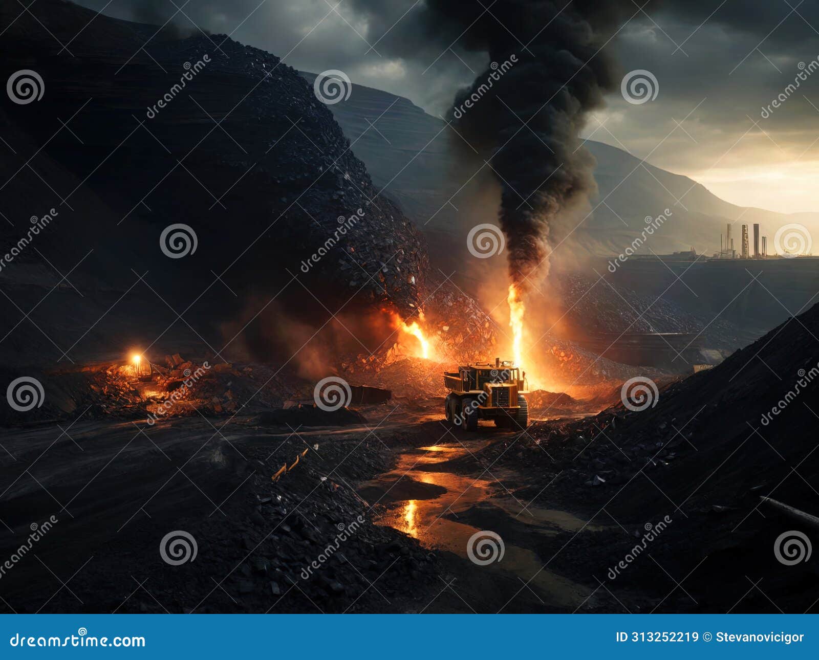 Copper Mining Devastated Landscape, Environmental Damage and Pollution ...