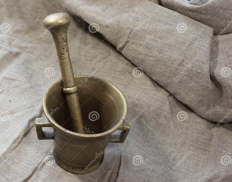 Copper mortar stock image. Image of herbal, drugstore - 50594635