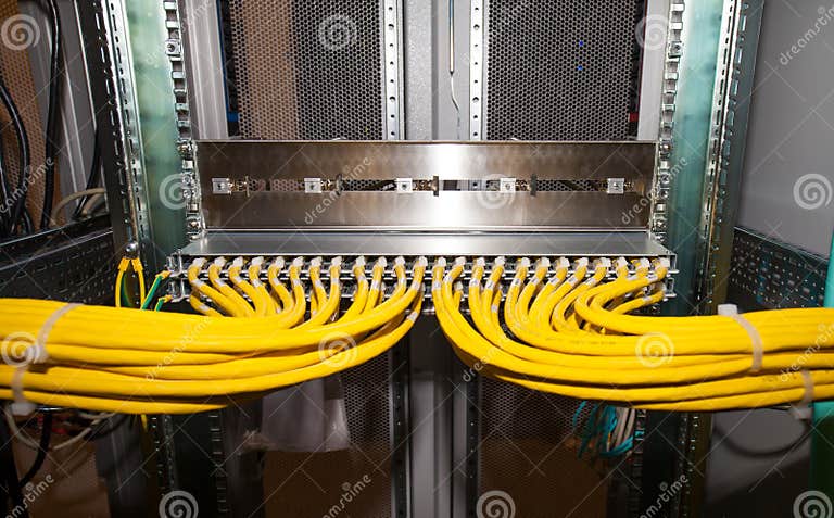 Copper Network Patch Panel in a Data Center Stock Image - Image of ...