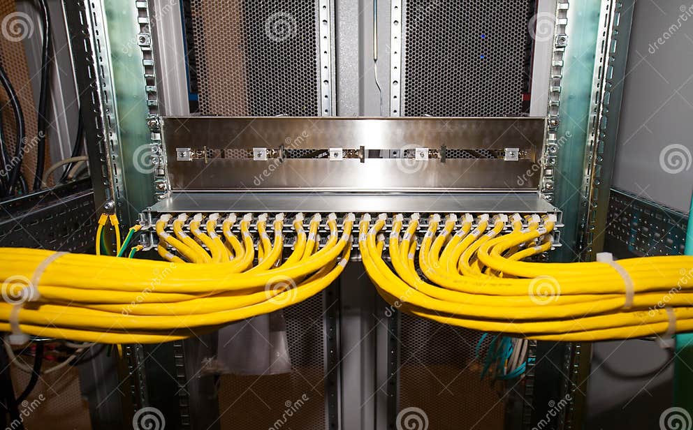 Copper Network Patch Panel in a Data Center Stock Image - Image of ...
