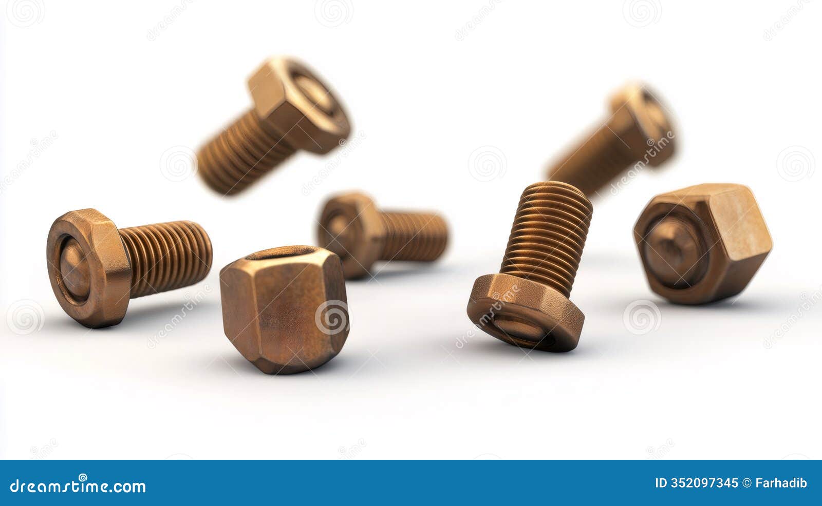 Nuts and Bolts Falling on a White Background Stock Illustration ...