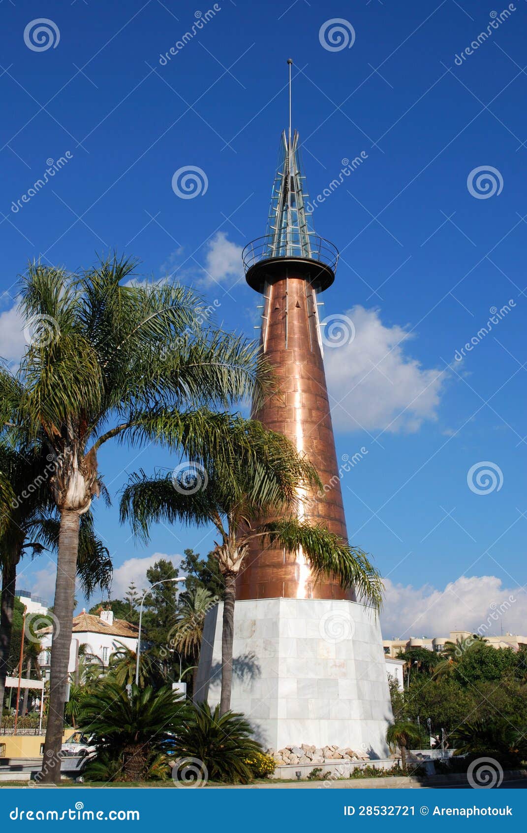 Copper Obelisk, Marbella, Spain. Stock Image - Image of plaza ...