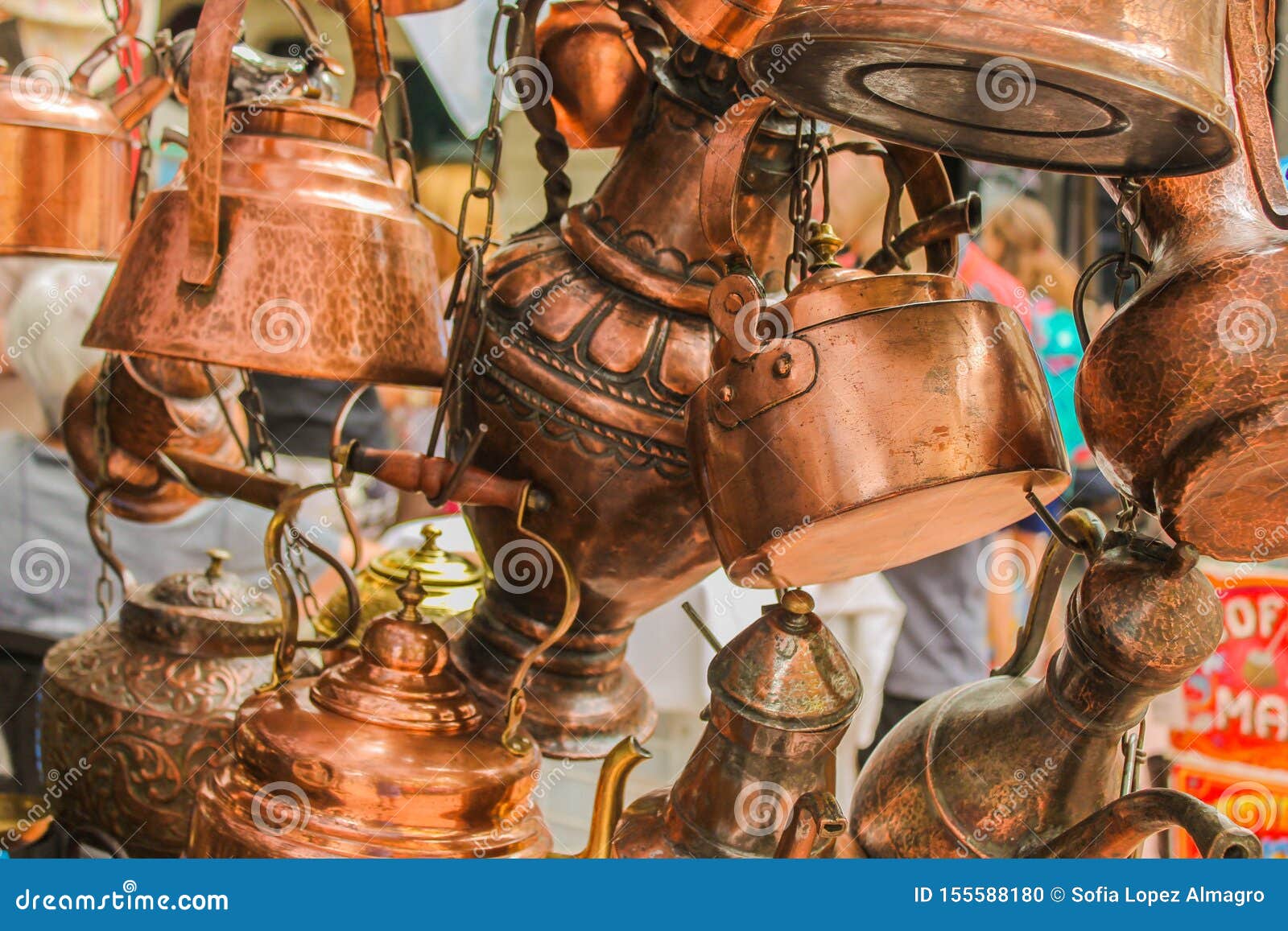 Copper Objects Retro Vintage Utensils Containers Stock Photography ...