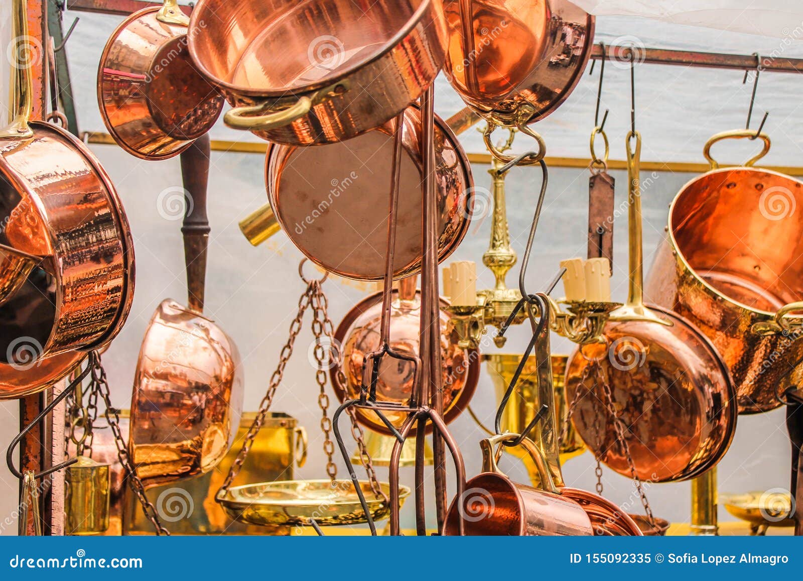 Copper Objects Retro Vintage Utensils Containers Stock Photography ...