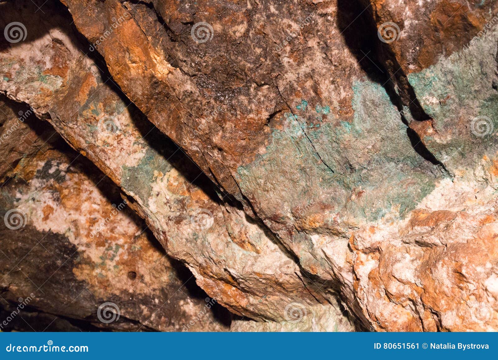 Copper Ore and Stones in a Mine Stock Image - Image of rock, crystal ...