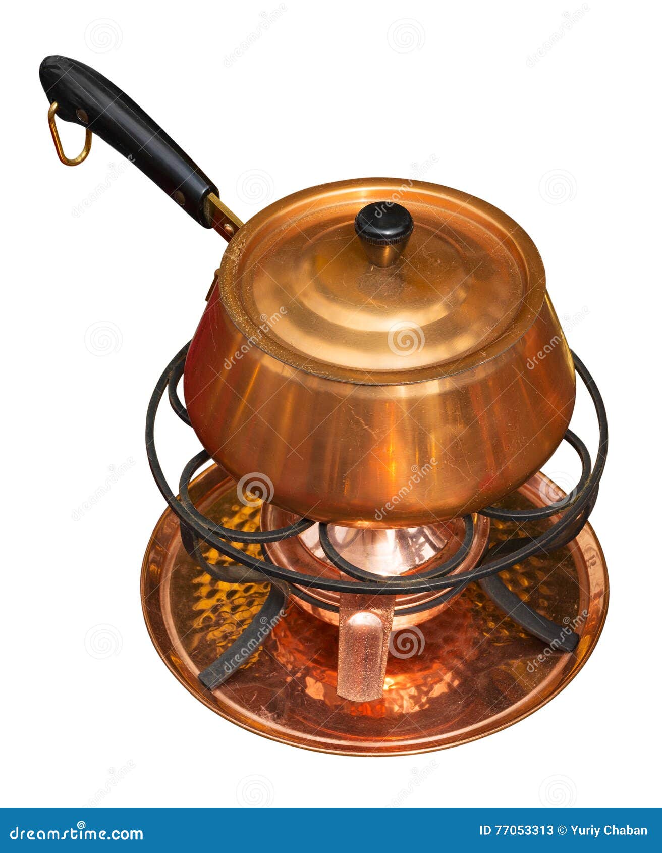 Copper pan on burner stock image. Image of metal, obsolete - 77053313