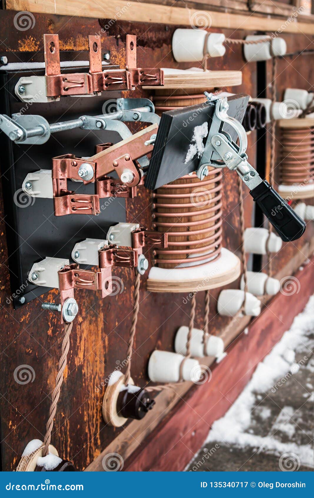 Copper Parts and Elements of Electrical Transformer Starter Stock Image ...