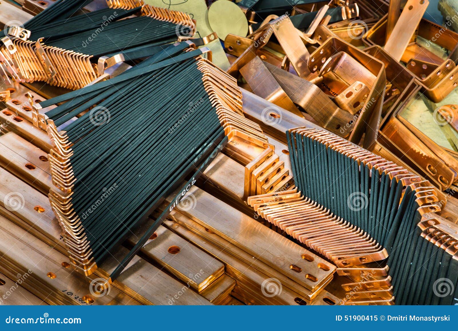 Copper Parts for Production Equipment. Stock Image - Image of ...