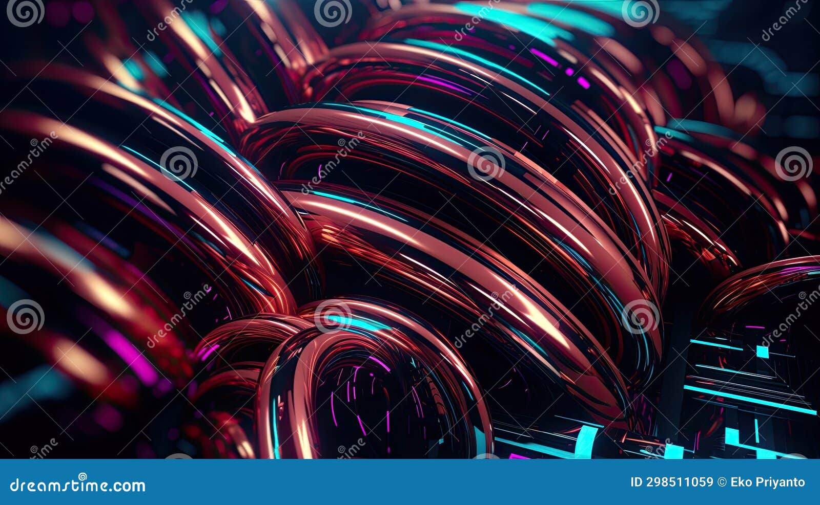 3d Rendering of Abstract Technology Copper Pipe Background. Futuristic ...