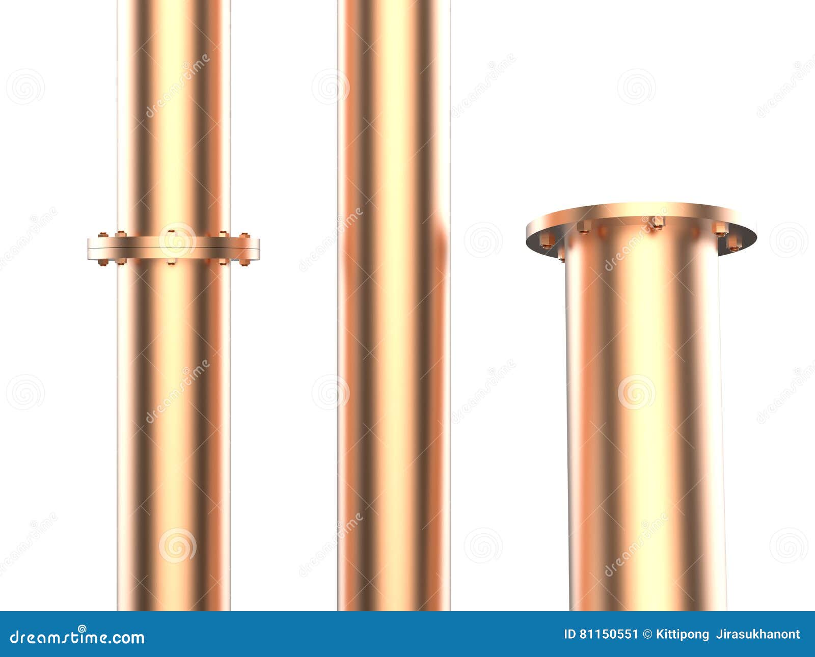 Copper pipe with joint stock illustration. Illustration of manufacture ...