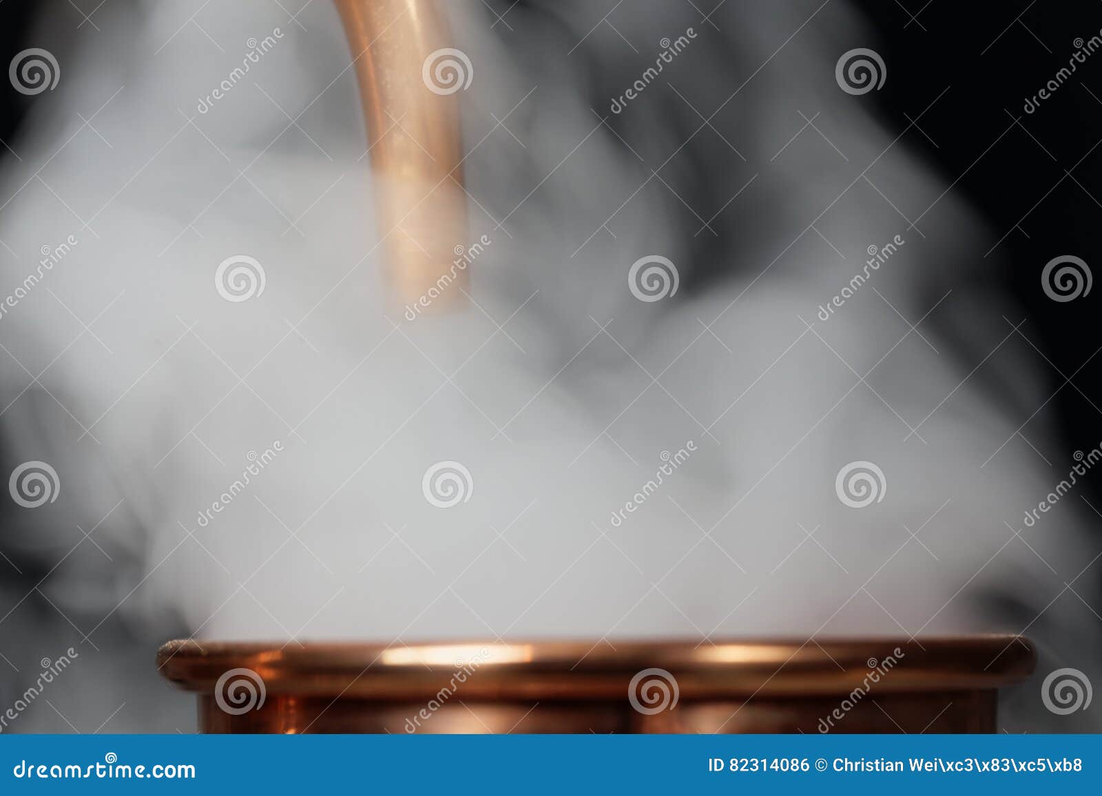 Copper pipe with steam stock photo. Image of manufacture - 82314086