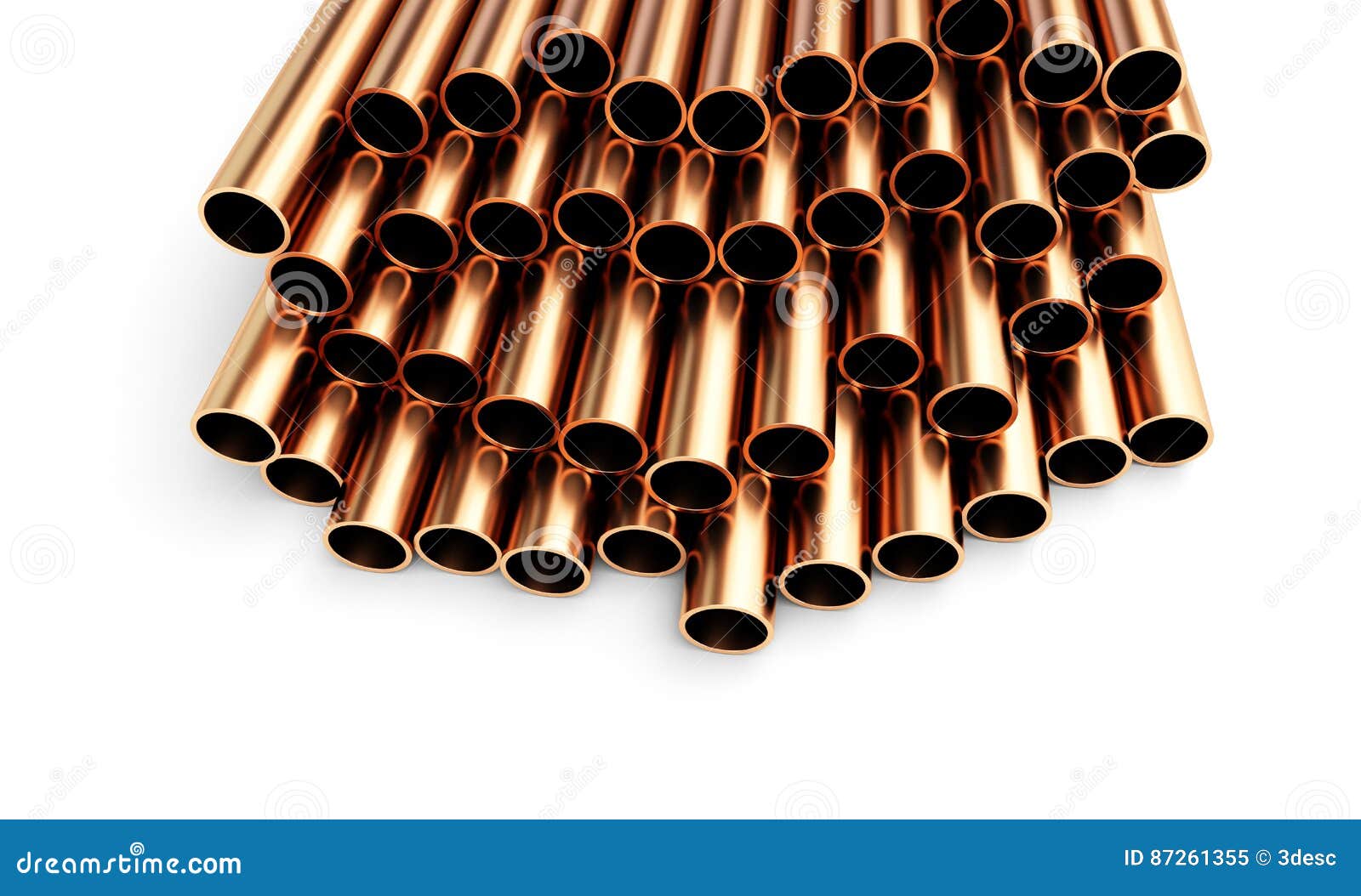 Copper Pipes of Different Diameter . Isolated on White Background Stock ...