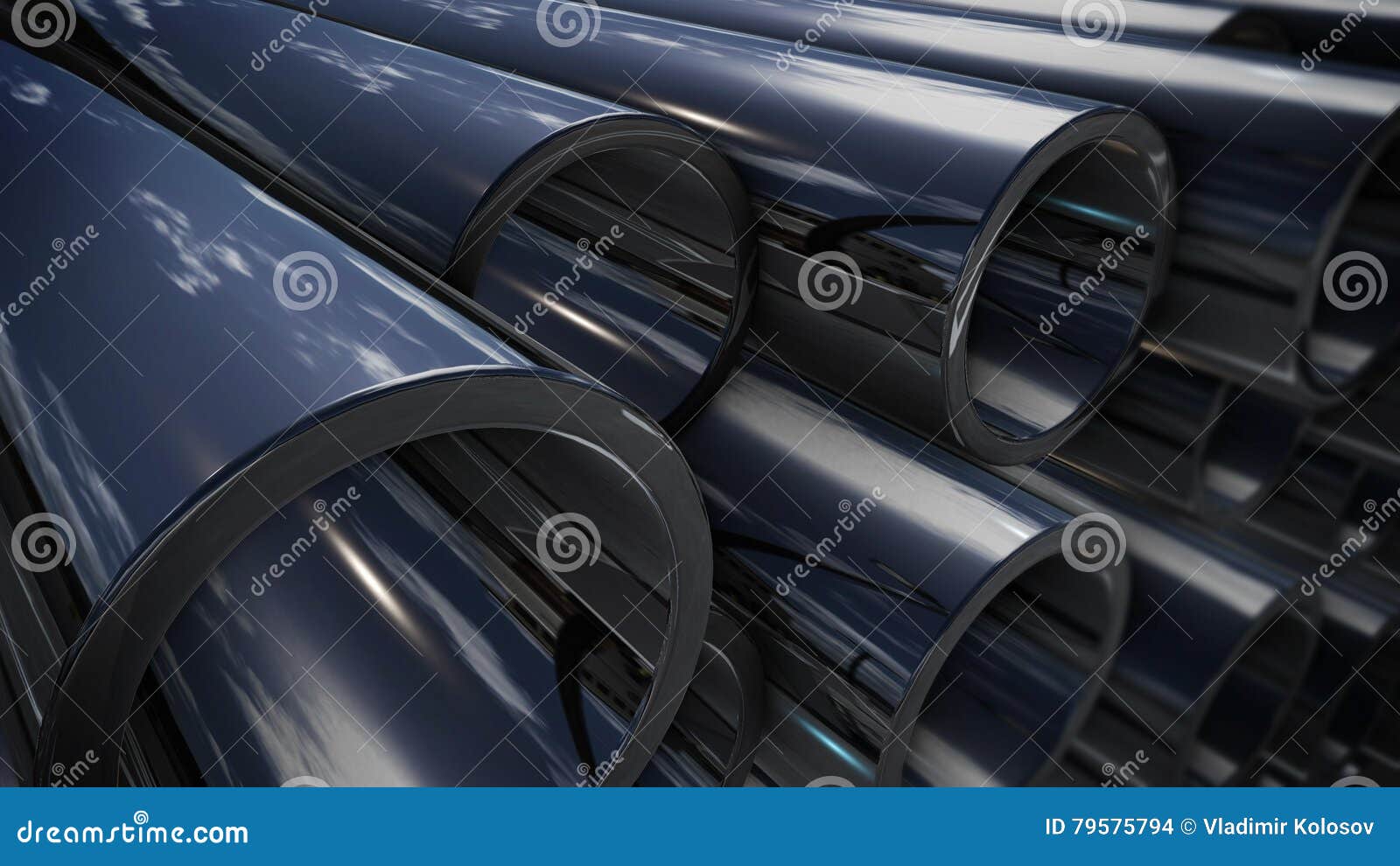 Copper Pipes Stack with Reflection Stock Illustration - Illustration of ...