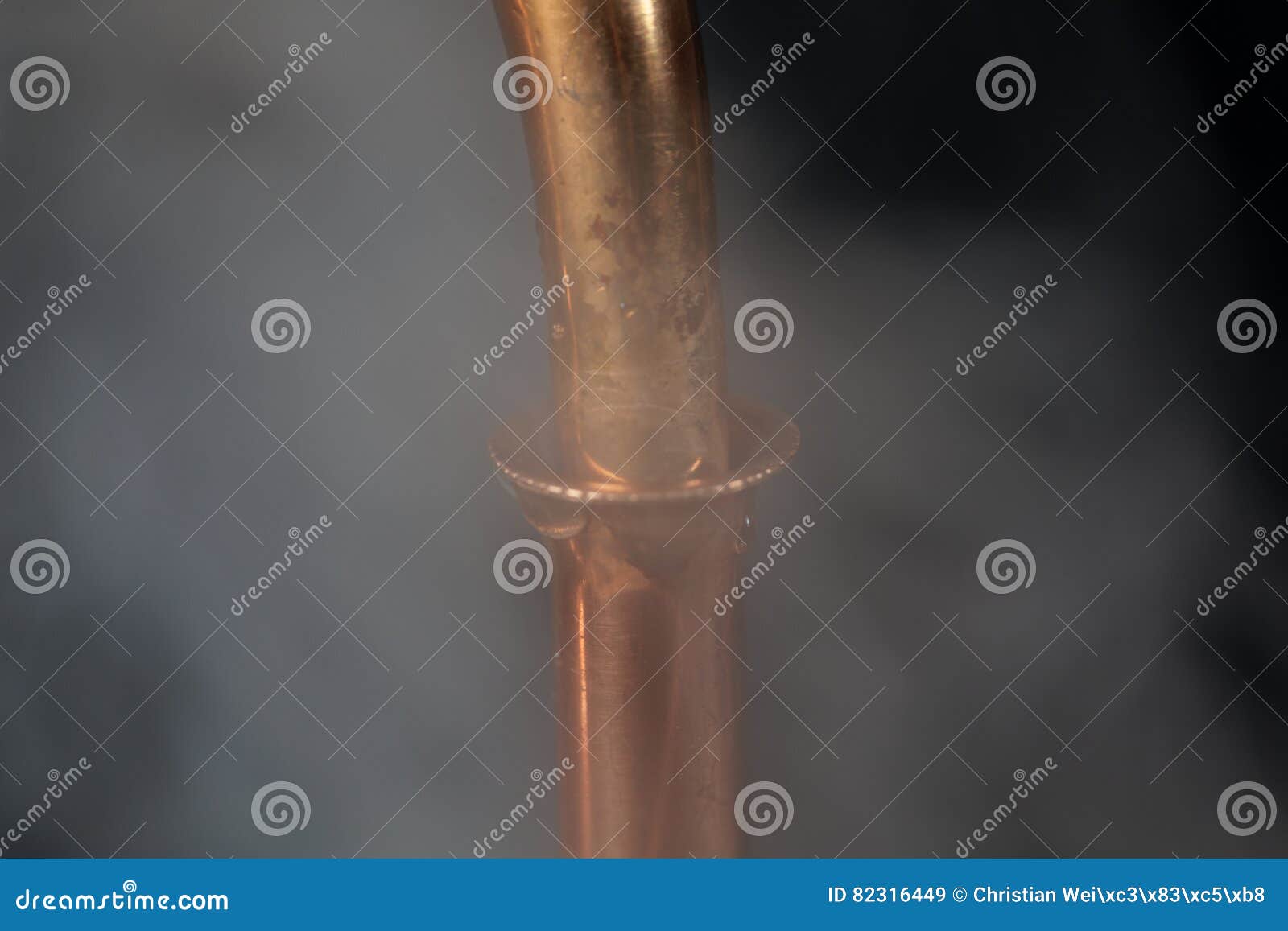 Copper pipes with steam stock image. Image of household - 82316449