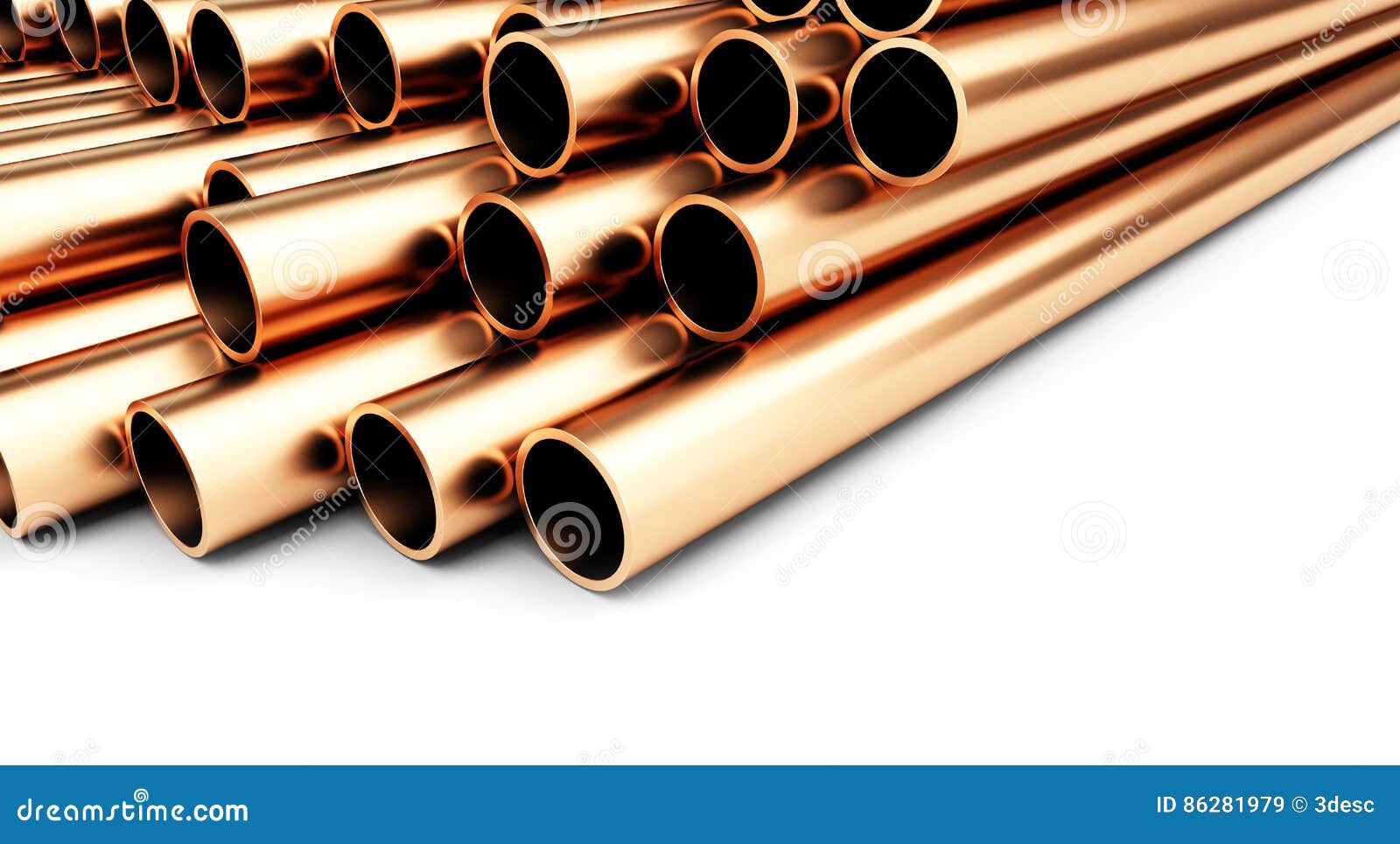 Copper Pipes on a White Background Stock Illustration - Illustration of ...