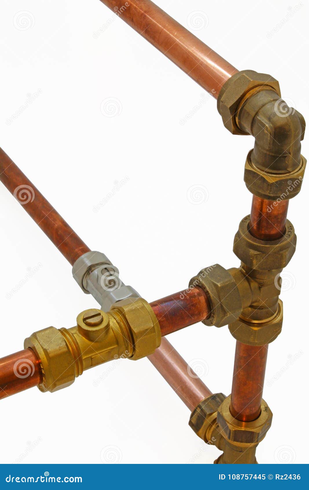 Completed copper pipework stock image. Image of fluid - 108757445