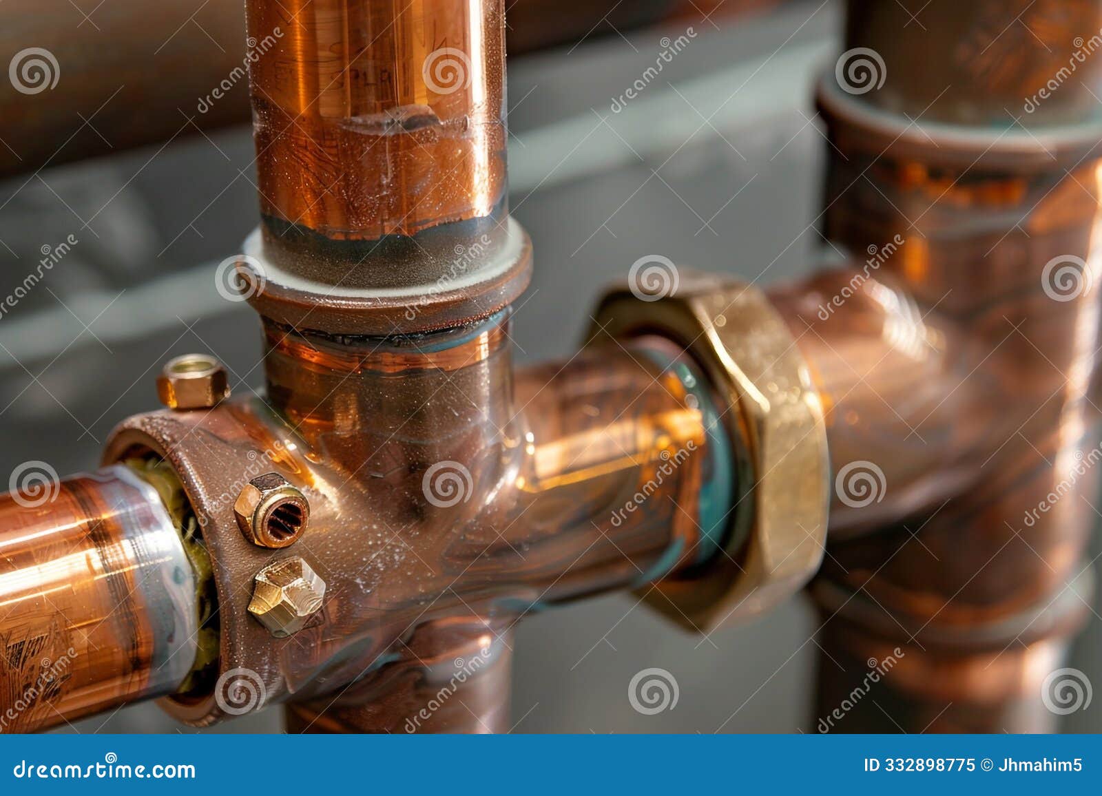 Copper Plumbing Joints in Detail Stock Illustration - Illustration of ...