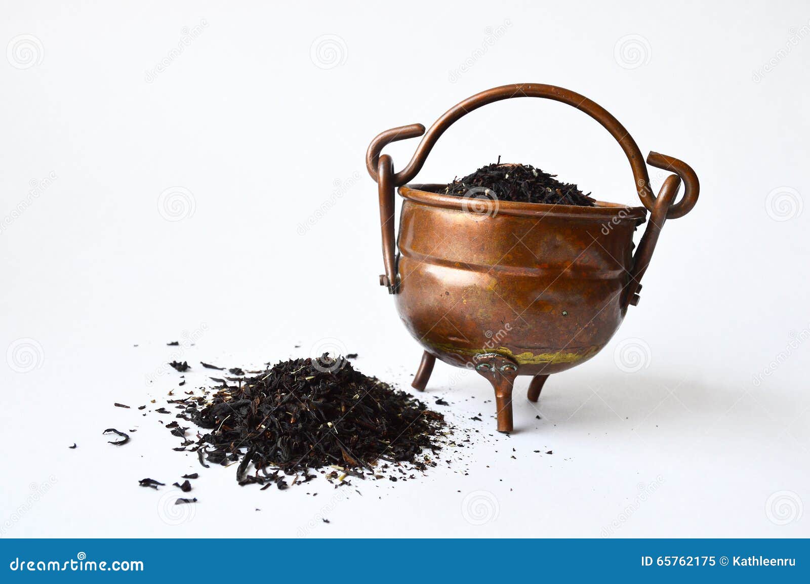 Copper Pot of Black Tea with Some Spilled Out Stock Image - Image of ...