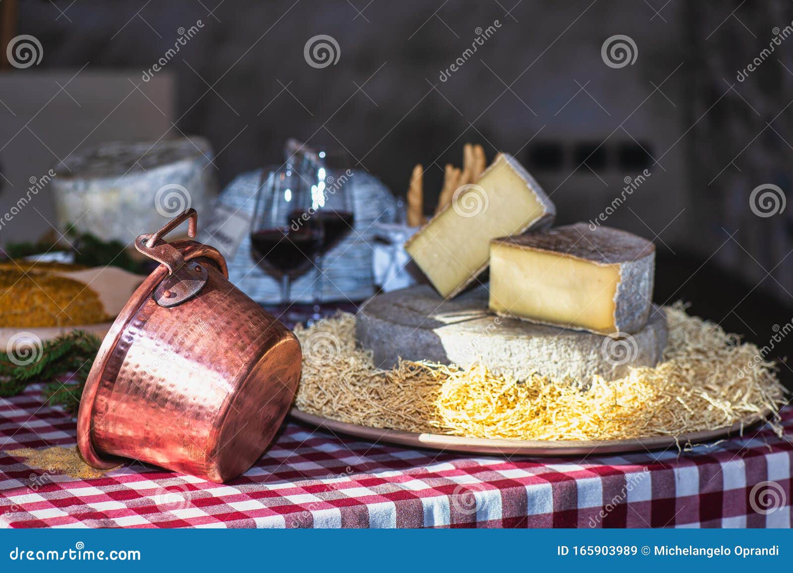 Copper Pot on Table with Cheese Typical of the Mountains of Northern ...