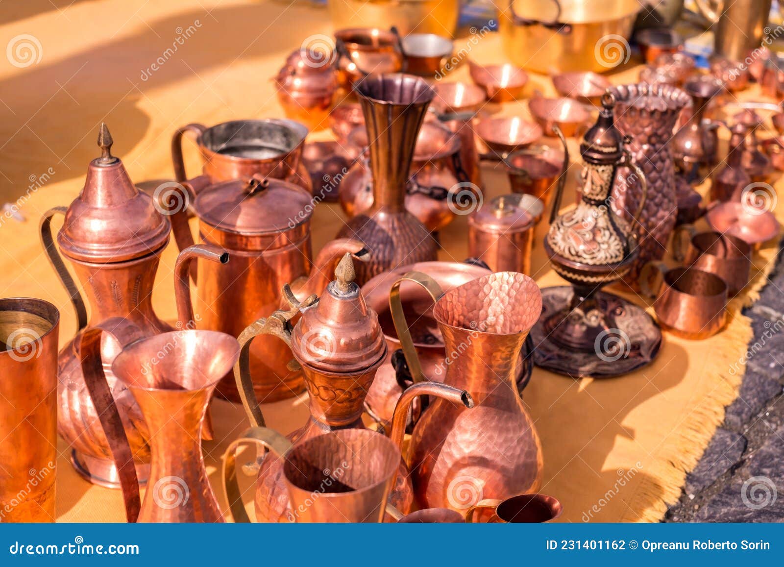 Copper Pots at the Gypsy Fair Stock Photo - Image of home, gypsy: 231401162
