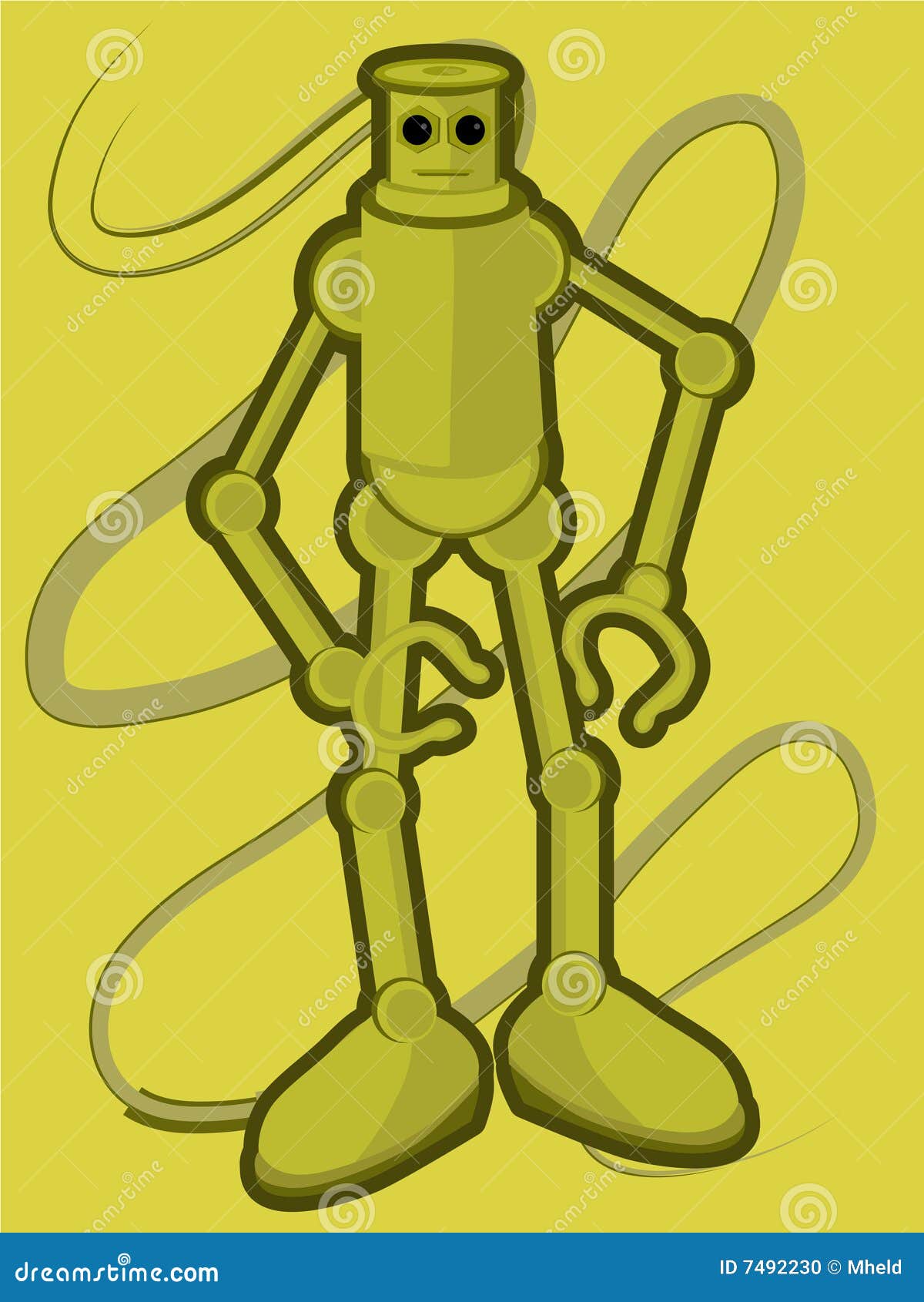 Copper Robot with Big Feet Against Bac Stock Vector - Illustration of ...