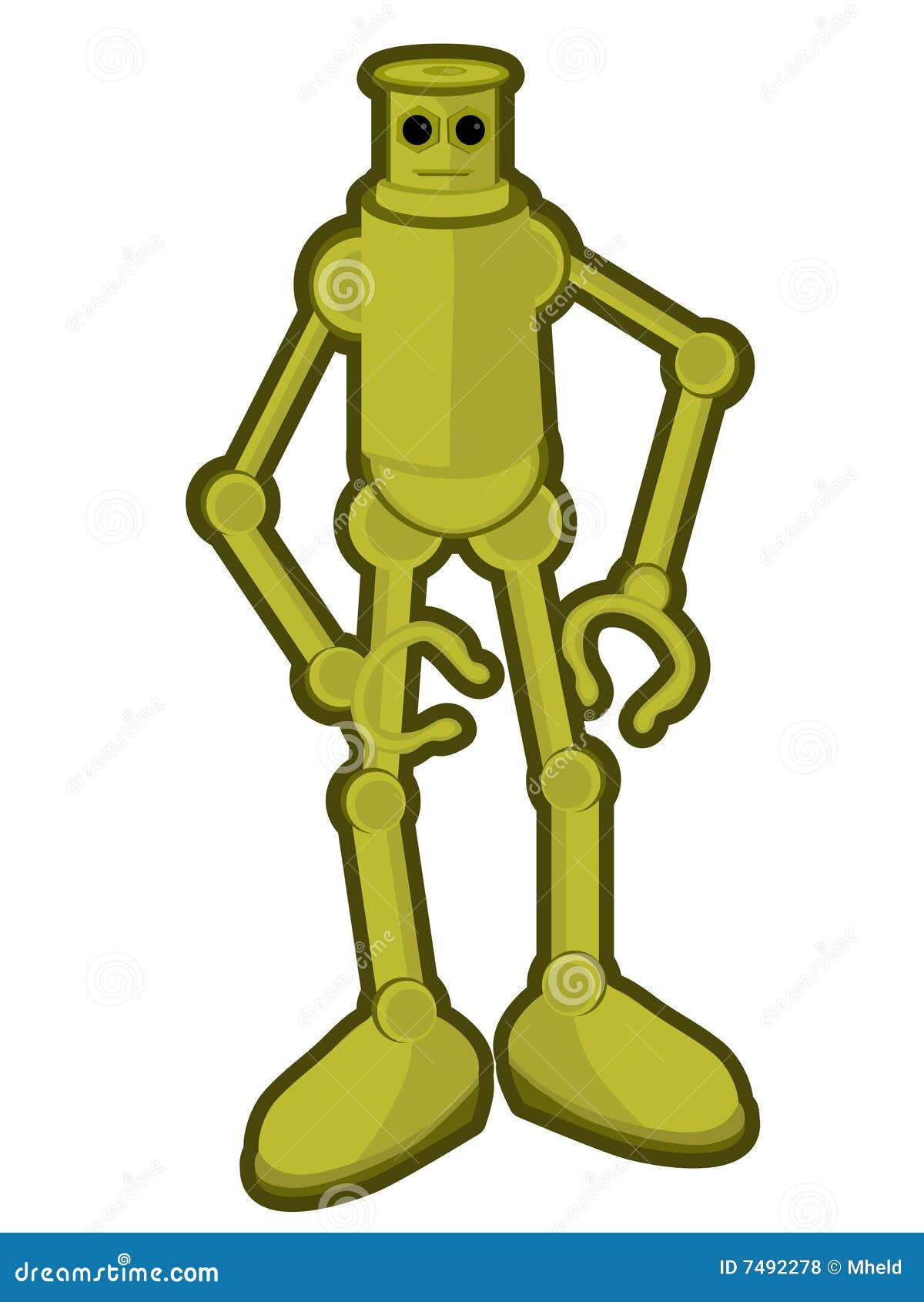 Copper Robot With Big Feet Against Bac Vector Illustration ...