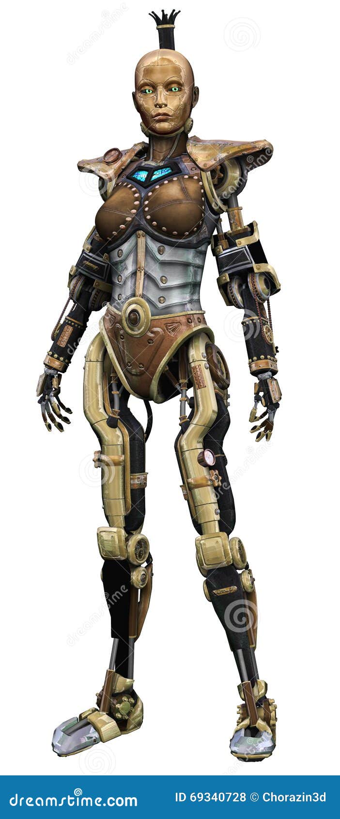 Copper robot girl stock illustration. Illustration of iron - 69340728