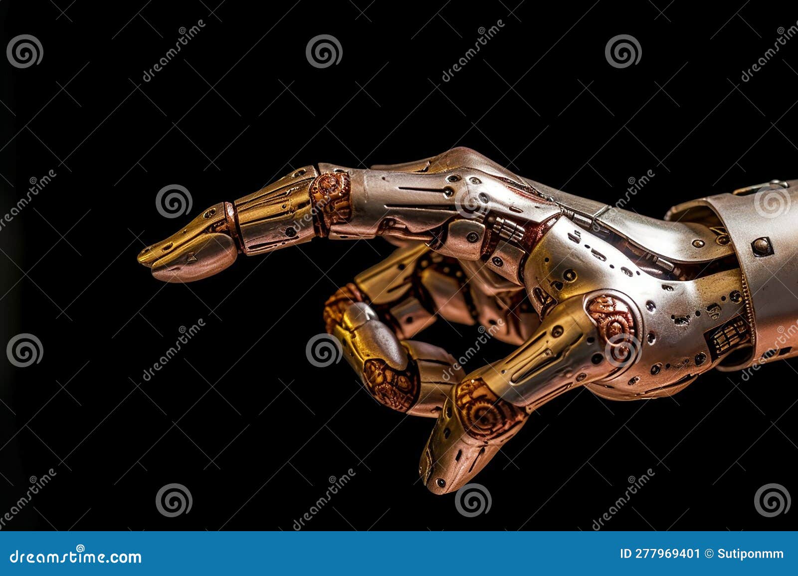 Copper Robotic Hand with Ambient Light with Ai Generator Stock Image ...