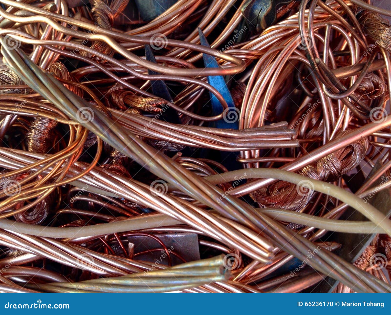 Copper scrap stock photo. Image of industrial, secondary - 66236170