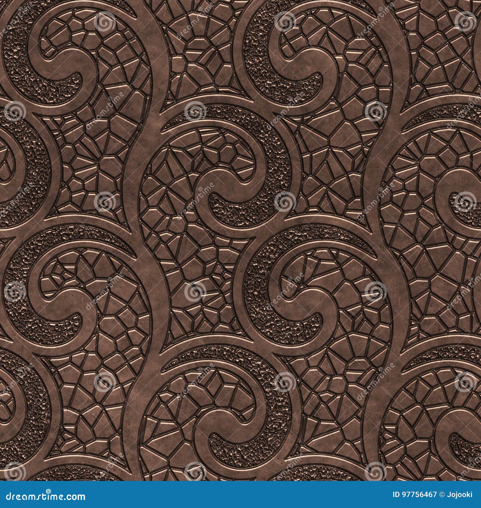 Copper Seamless Texture with Swirls Pattern Stock Illustration ...