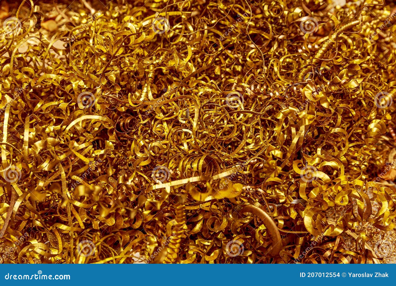 Copper Shavings. Copper Processing on CNC Machines in Production. Stock ...