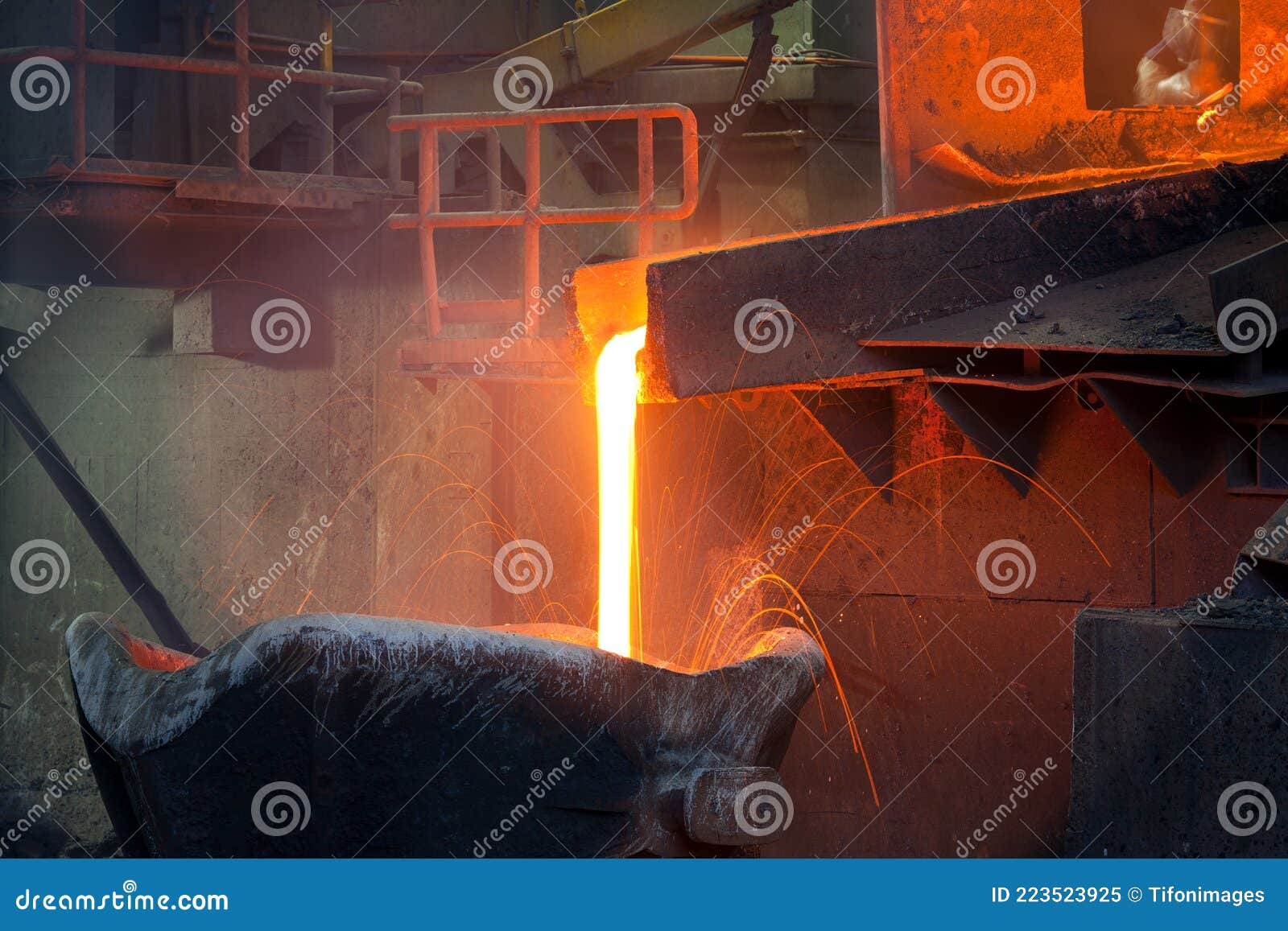 Pouring Molten Copper at a Copper Smelter Stock Image - Image of ...