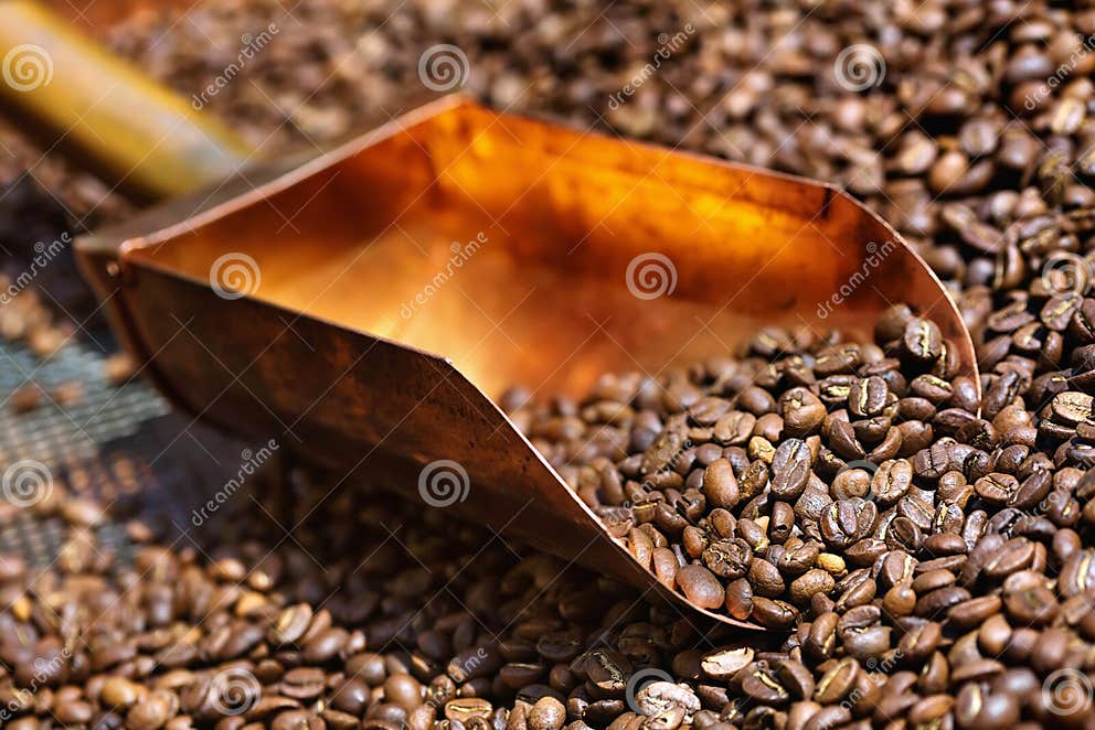 Copper Spoon in Coffee Beans Stock Image - Image of brew, beans: 26353209