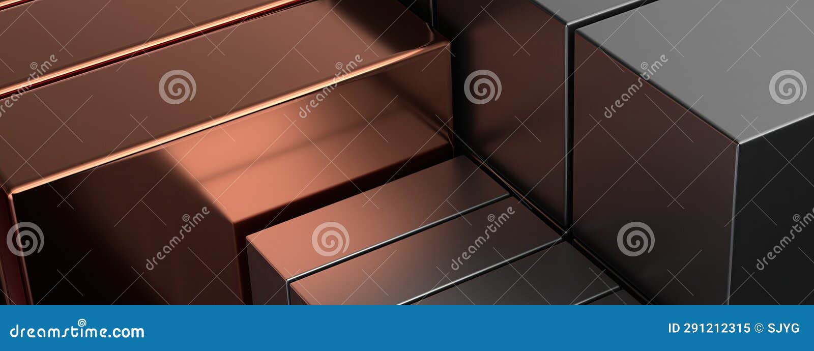 Copper Square Metal Aggregate Metallic Elegant Modern 3D Rendering ...