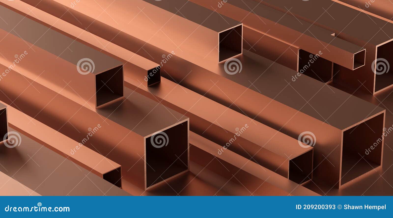 Copper Square Profiles Stack or Heap Frame Filling Background Metal ...
