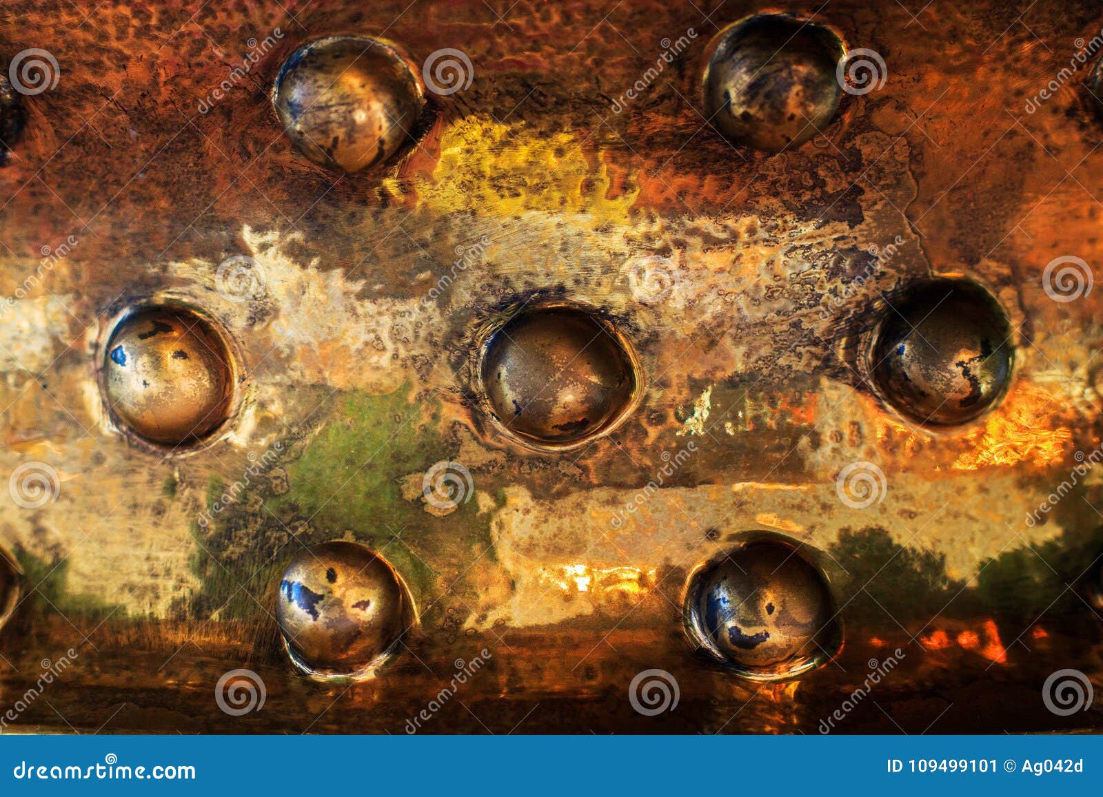 Copper Surface with Seven Hemispheres, the Texture of Copper and Black ...