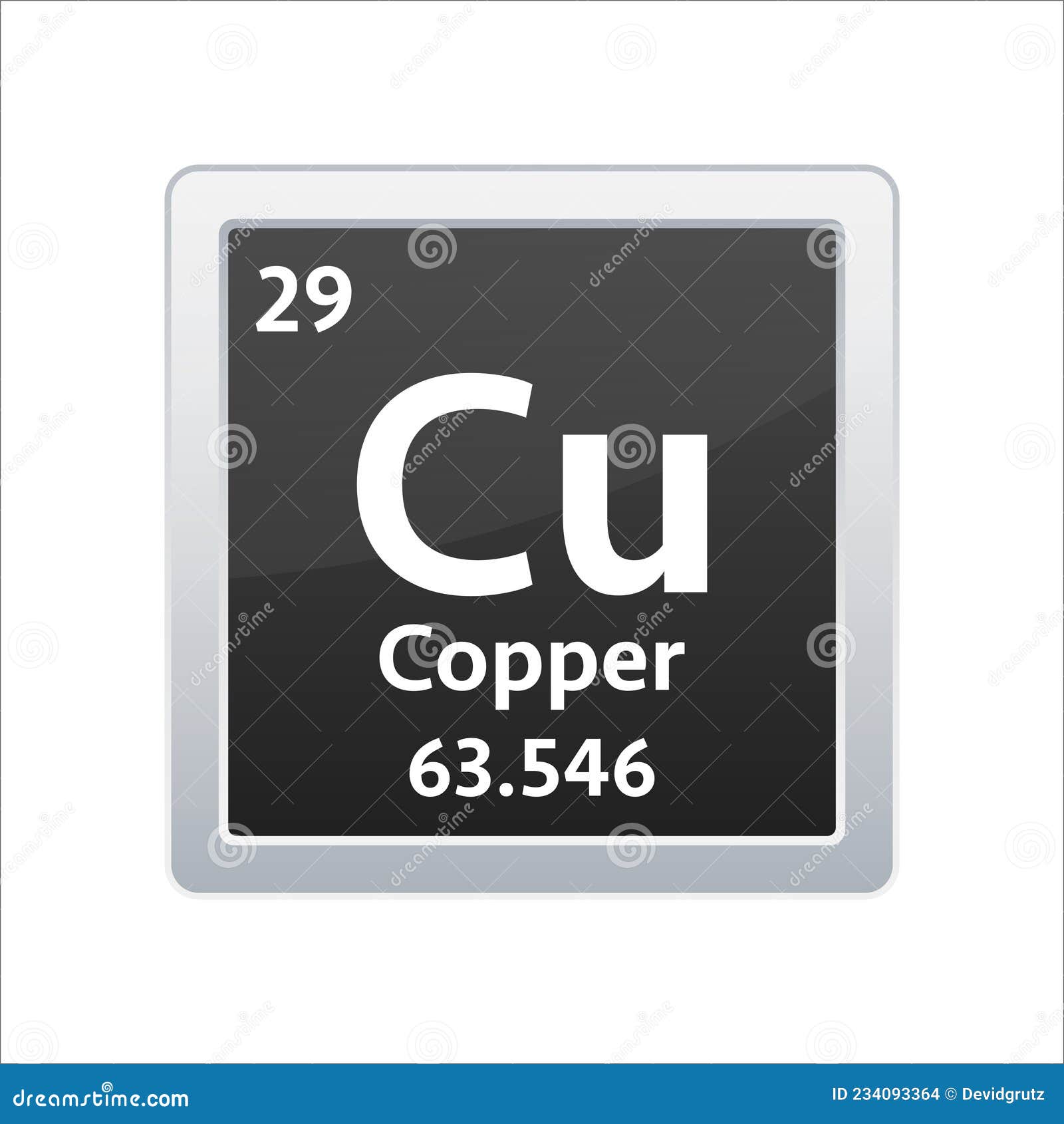 Copper Symbol. Chemical Element of the Periodic Table Stock Vector ...