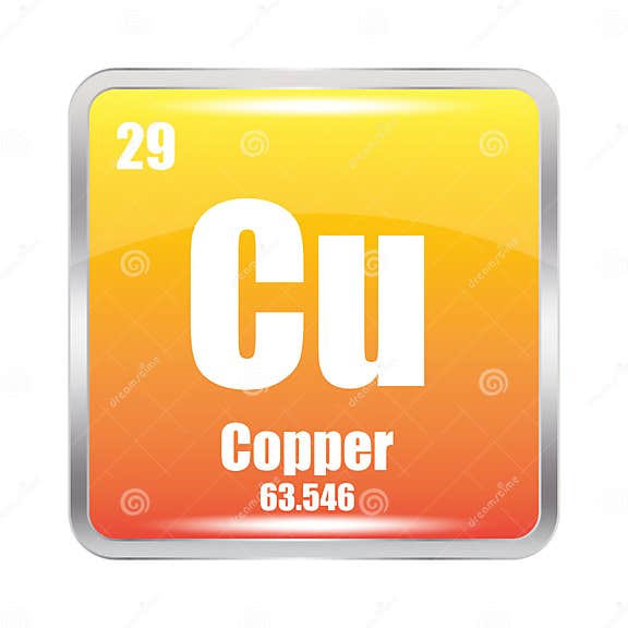 Copper Symbol Icon. Element Cu 29. Atomic Mass 63.546. Vector Element ...