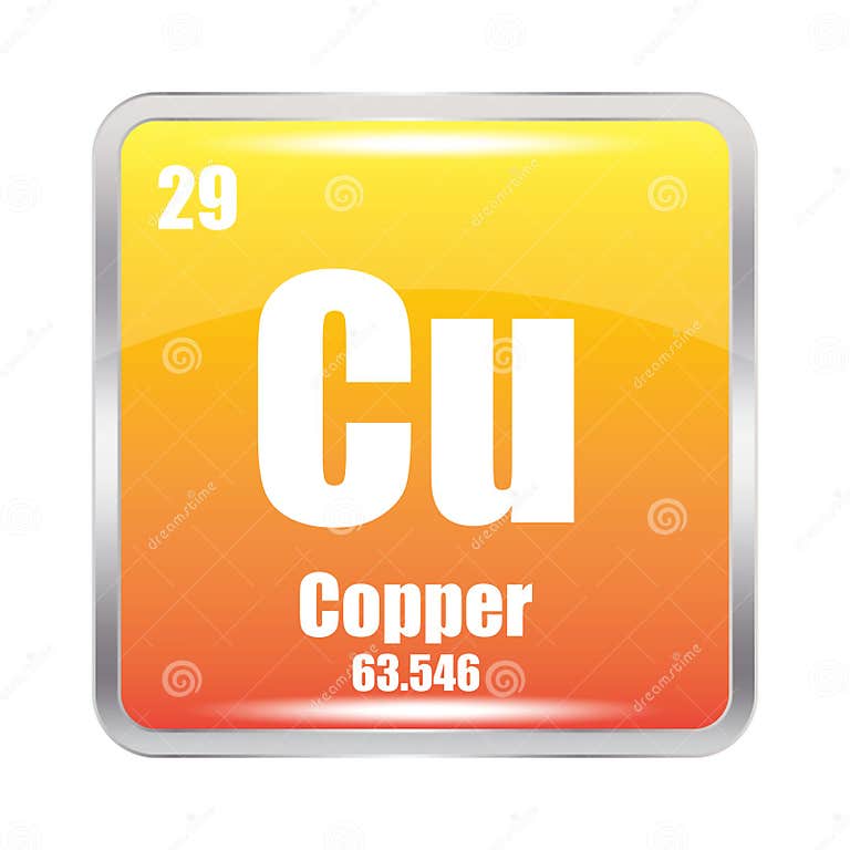 Copper Symbol Icon. Element Cu 29. Atomic Mass 63.546. Vector Element ...