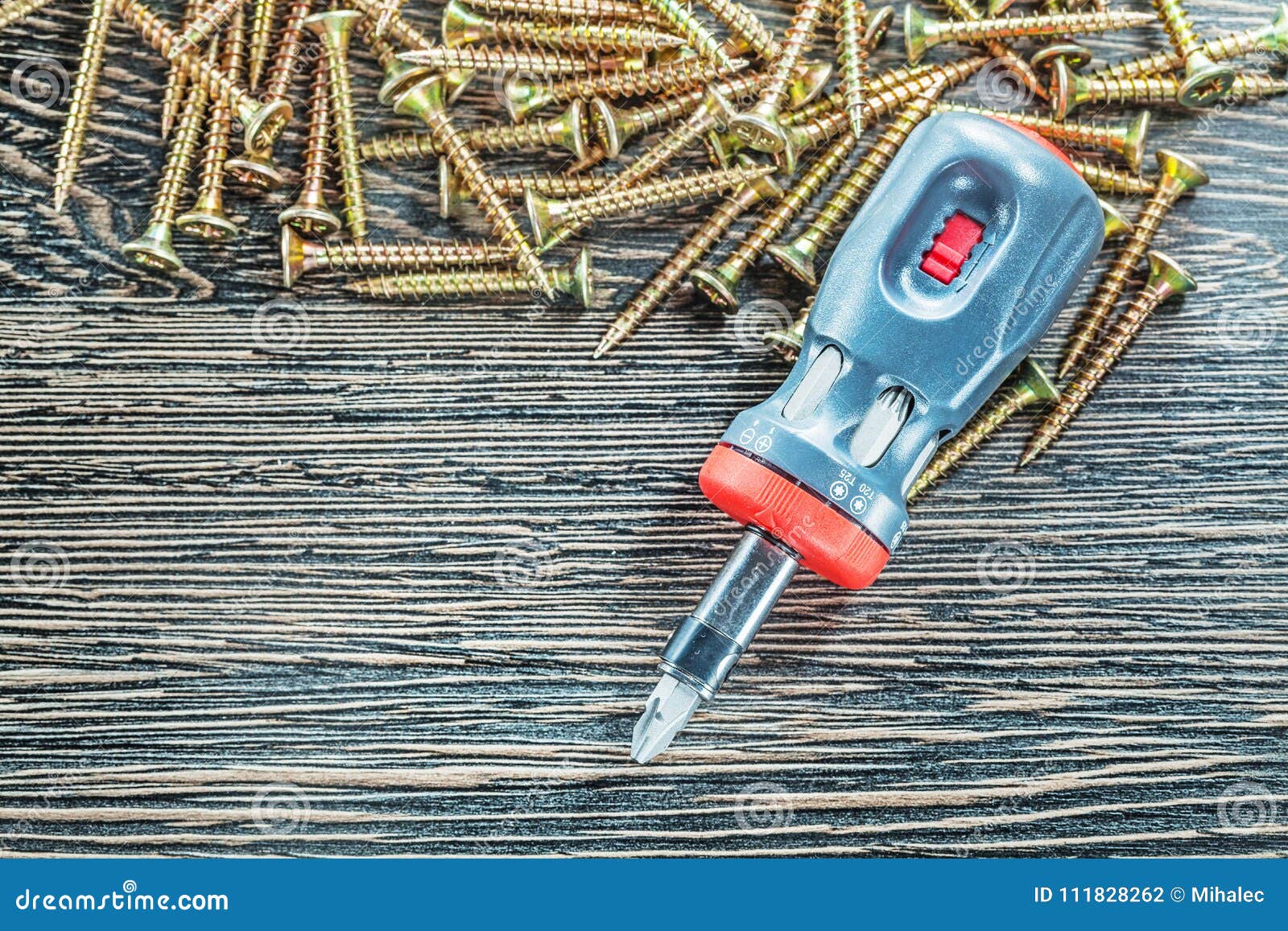 Copper Tapping Screws Screwdriver Top View Stock Photo - Image of ...