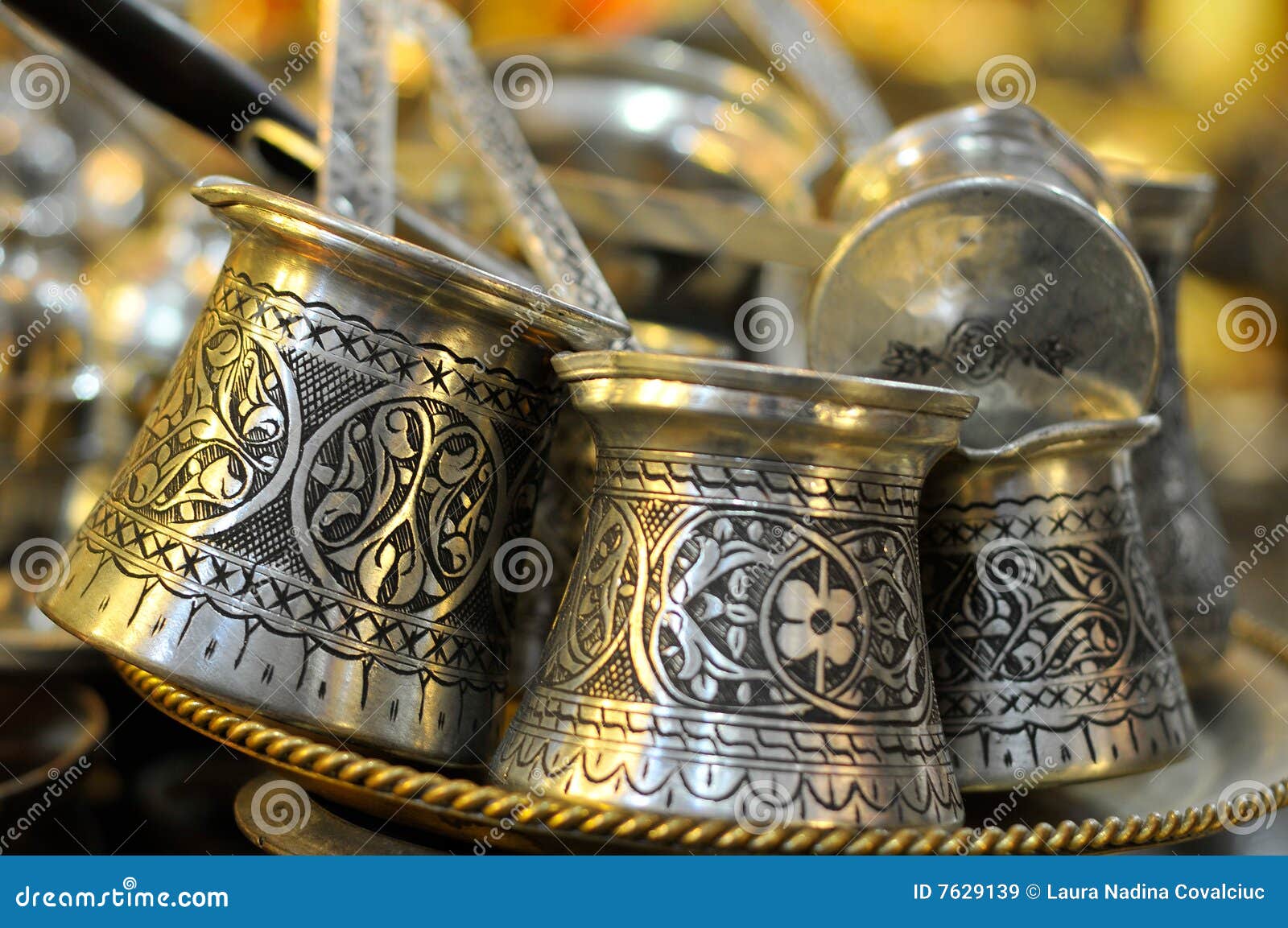 Copper Traditional Coffee Pots Stock Image - Image of culture, mosquee ...